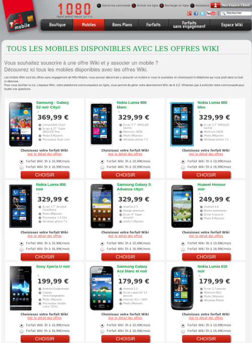 NRJ Mobile offre enfin l'accès à ses mobiles aux forfaits Wiki